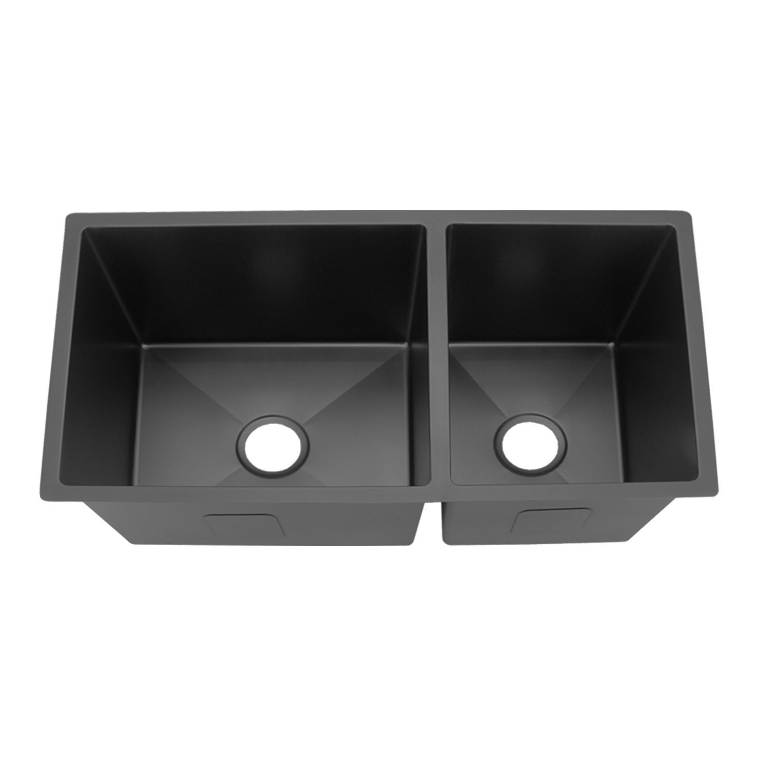 FIDELIS FSD-22335 Double Bowl Sink (Under Mount) (Nano Pearl Black ...